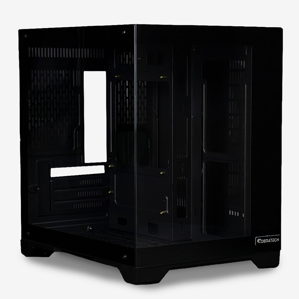 VISION BLACK Gaming Computer PC Case Mini Tower Dual Chamber Tempered ...